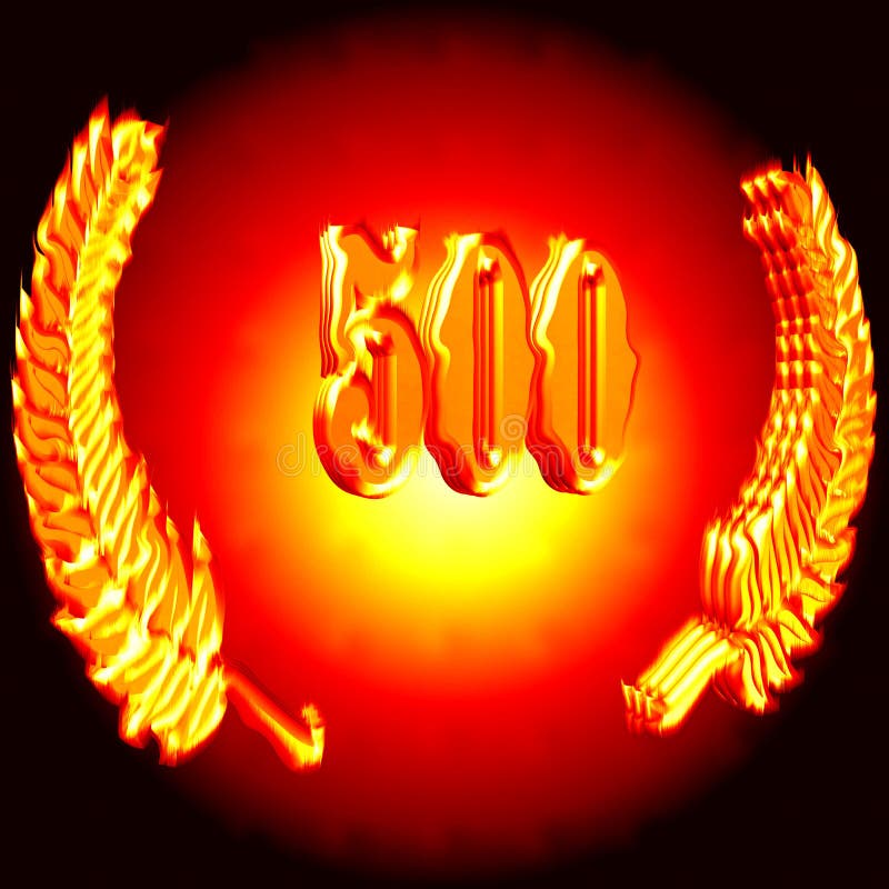 Number 500 with Laurel Wreath or Honor Wreath As a 3D-illustration, 3D ...