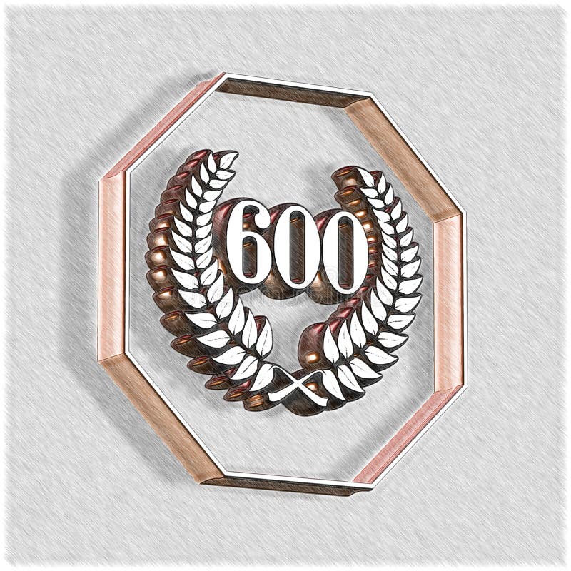 Number 600 with Laurel Wreath or Honor Wreath As a 3D-illustration, 3D ...