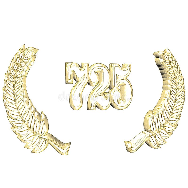 Number 725 with Laurel Wreath or Honor Wreath As a 3D-illustration, 3D ...