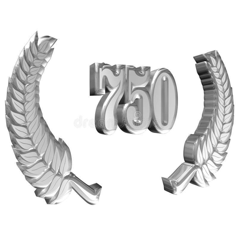Number 750 with Laurel Wreath or Honor Wreath As a 3D-illustration, 3D ...