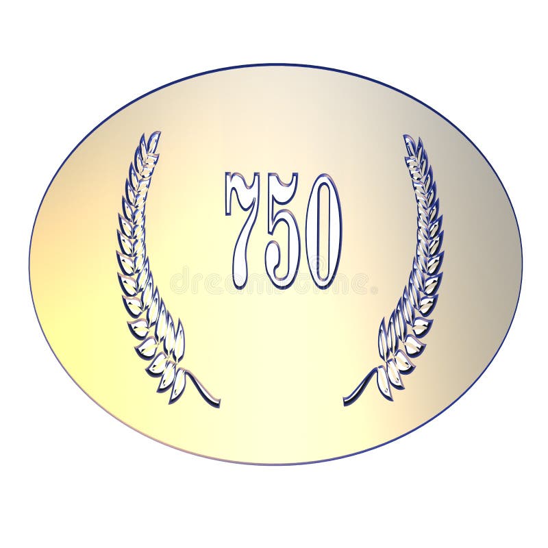 Number 750 with Laurel Wreath or Honor Wreath As a 3D-illustration, 3D ...