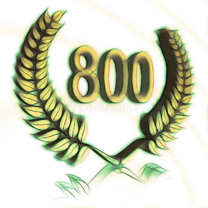 Number 800 with Laurel Wreath or Honor Wreath As a 3D-illustration, 3D ...