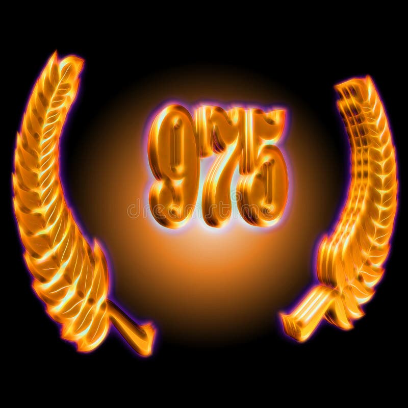 Number 975 with Laurel Wreath or Honor Wreath As a 3D-illustration, 3D ...