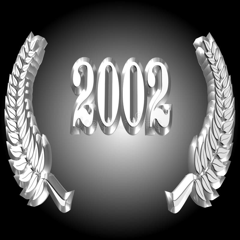 Number 2002 with Laurel Wreath or Honor Wreath As a 3D-illustration, 3D ...