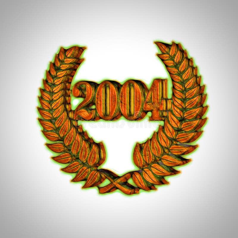 Number 2004 with Laurel Wreath or Honor Wreath As a 3D-illustration, 3D ...