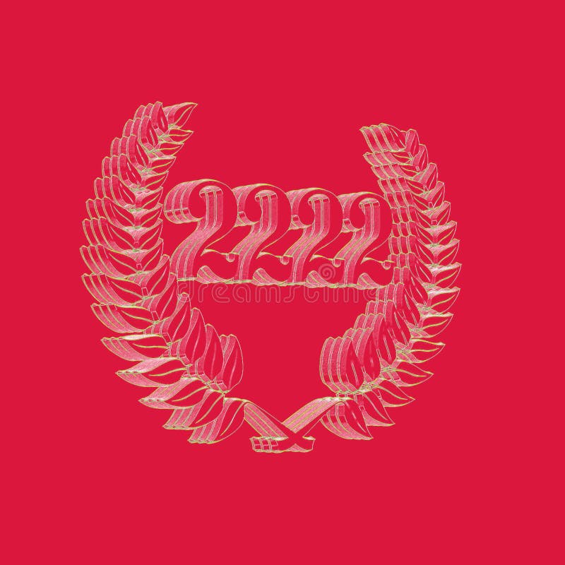 Number 2222 with Laurel Wreath or Honor Wreath As a 3D-illustration, 3D ...