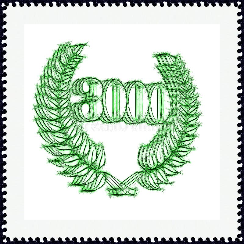 Number 3000 with Laurel Wreath or Honor Wreath As a 3D-illustration, 3D ...