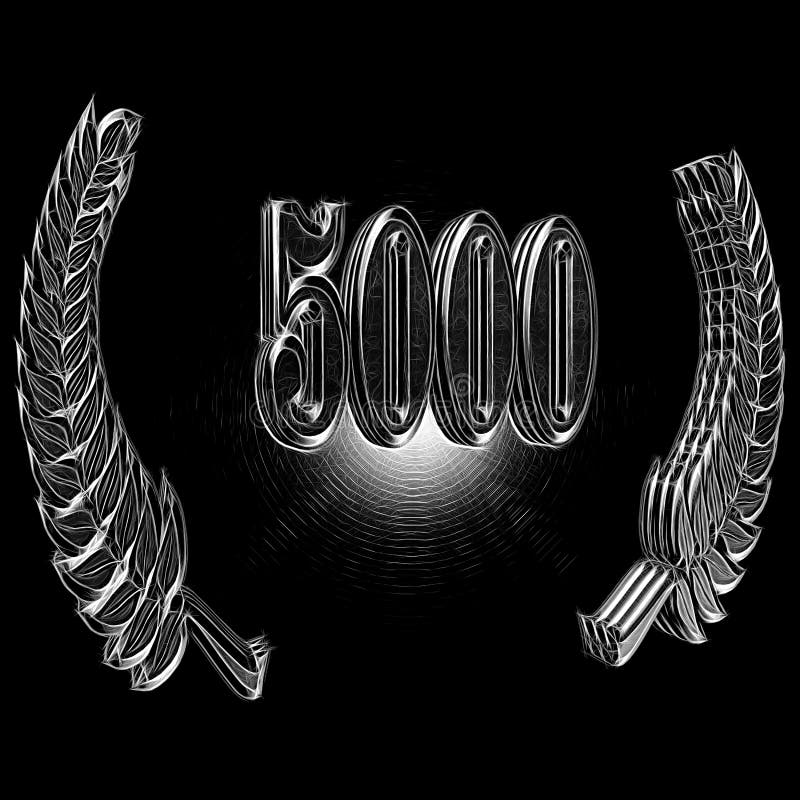 Number 5000 with Laurel Wreath or Honor Wreath As a 3D-illustration, 3D ...
