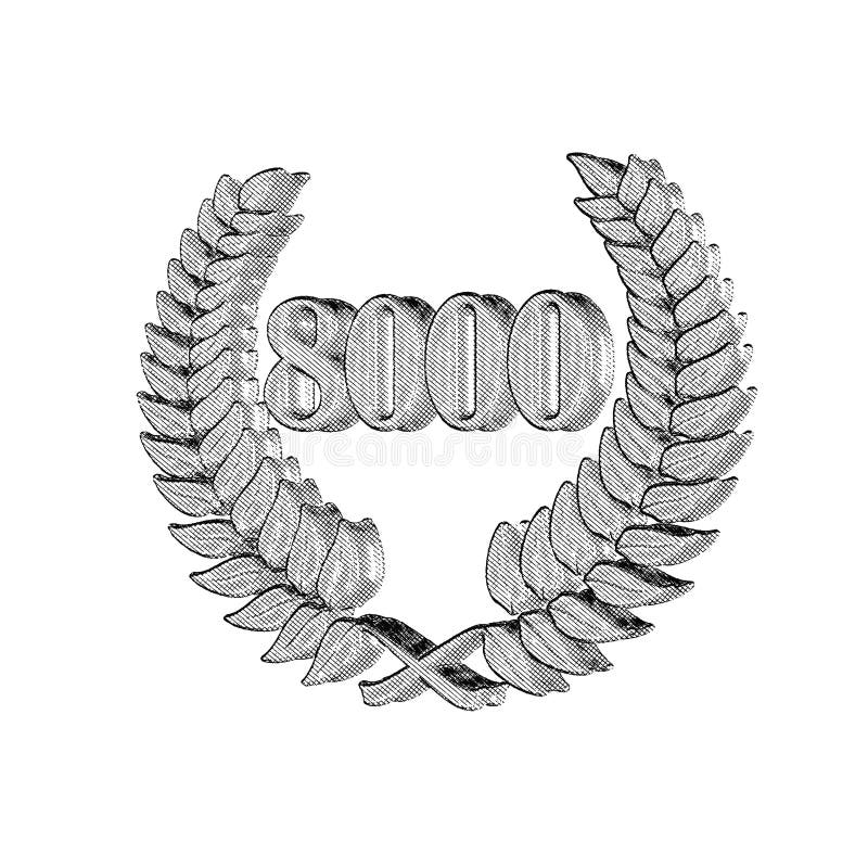 Number 8000 with Laurel Wreath or Honor Wreath As a 3D-illustration, 3D ...