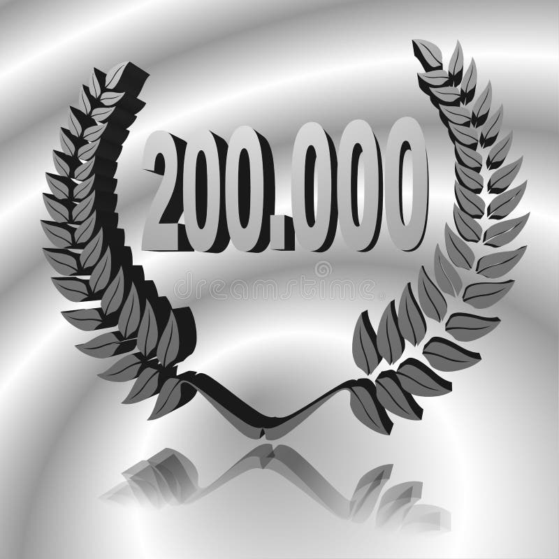 Number 200000 with Laurel Wreath or Honor Wreath As a 3D-illustration ...
