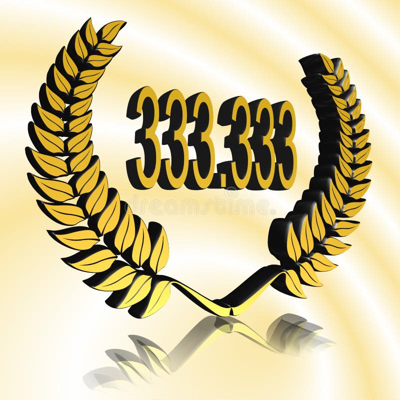 Number 333333 with Laurel Wreath or Honor Wreath As a 3D-illustration ...