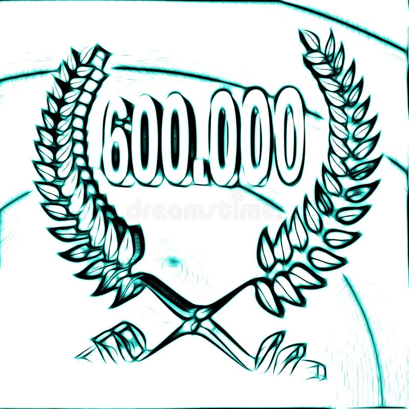 Number 600000 with Laurel Wreath or Honor Wreath As a 3D-illustration ...
