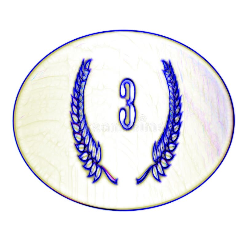Number 3 with Laurel Wreath or Honor Wreath As a 3D-illustration, 3D ...