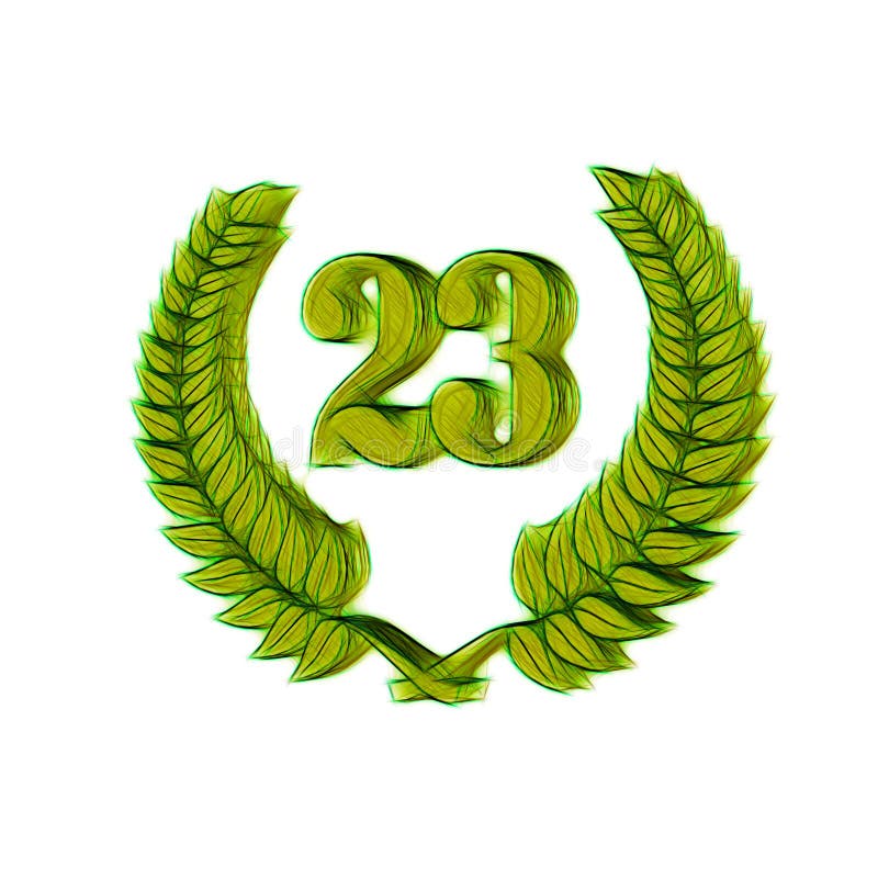 Number 23 with Laurel Wreath or Honor Wreath As a 3D-illustration, 3D ...