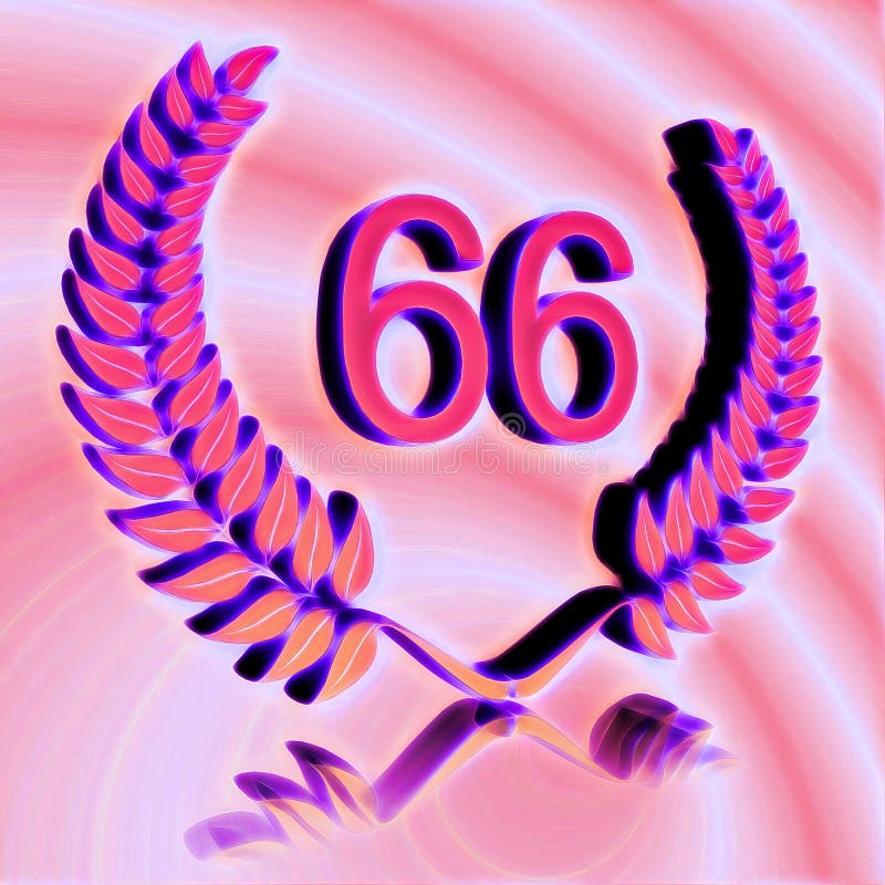 Number 66 with Laurel Wreath or Honor Wreath As a 3D-illustration, 3D ...