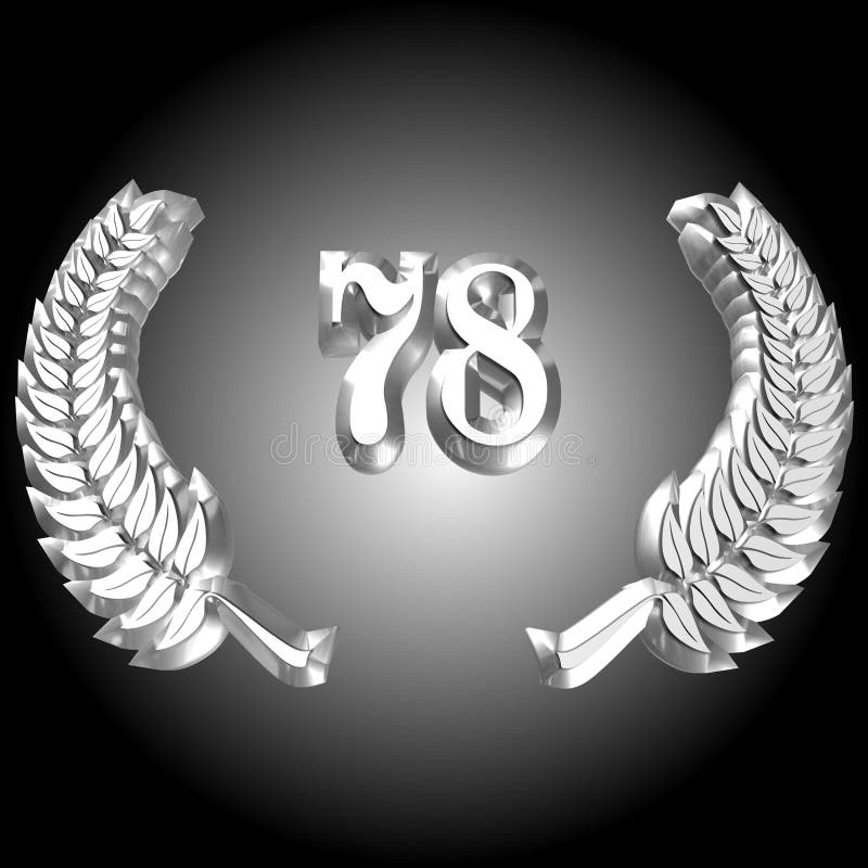 Number 78 with Laurel Wreath or Honor Wreath As a 3D-illustration, 3D ...