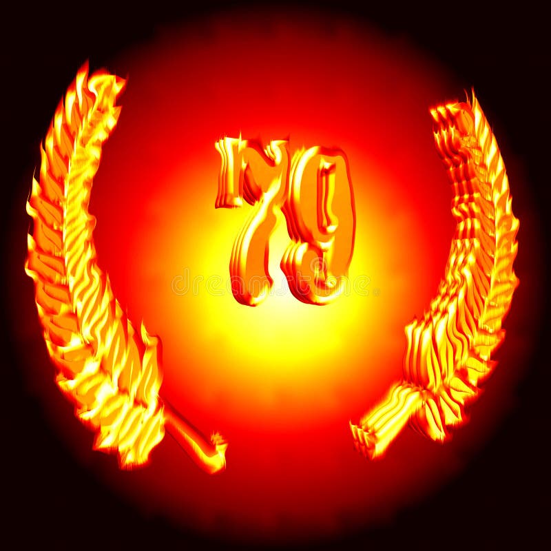 Number 79 with Laurel Wreath or Honor Wreath As a 3D-illustration, 3D ...