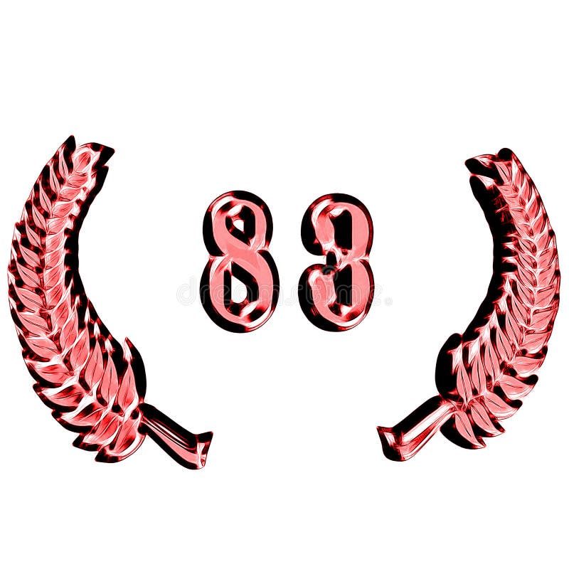 Number 83 with Laurel Wreath or Honor Wreath As a 3D-illustration, 3D ...