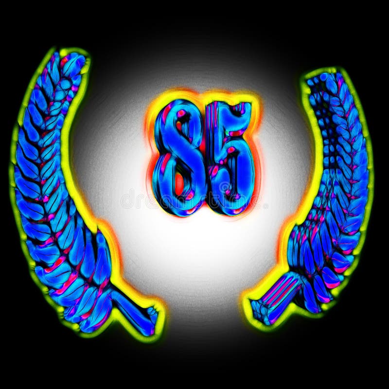 Number 85 with Laurel Wreath or Honor Wreath As a 3D-illustration, 3D ...