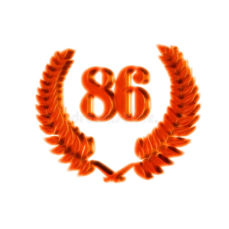Number 86 with Laurel Wreath or Honor Wreath As a 3D-illustration, 3D ...