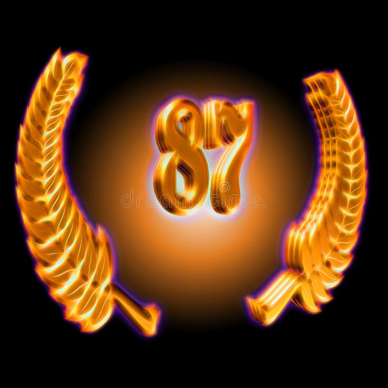 Number 87 with Laurel Wreath or Honor Wreath As a 3D-illustration, 3D ...