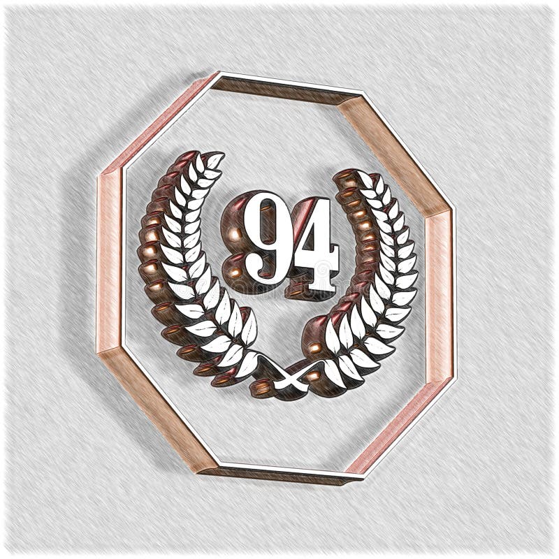 Number 94 with Laurel Wreath or Honor Wreath As a 3D-illustration, 3D ...