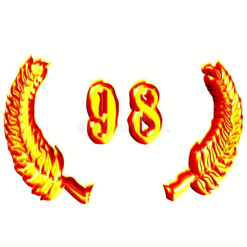 Number 98 with Laurel Wreath or Honor Wreath As a 3D-illustration, 3D ...