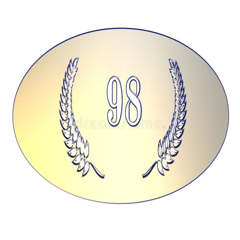 Number 98 with Laurel Wreath or Honor Wreath As a 3D-illustration, 3D ...