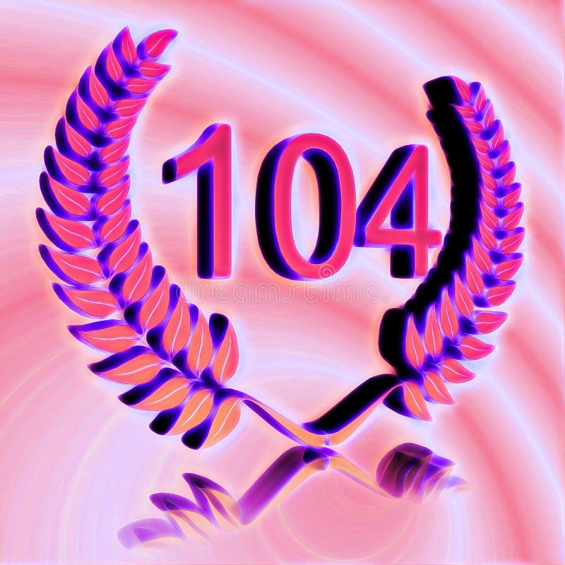 Number 104 with Laurel Wreath or Honor Wreath As a 3D-illustration, 3D ...