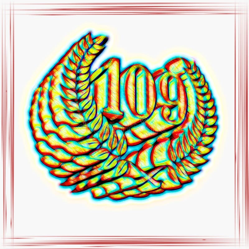 Number 109 with Laurel Wreath or Honor Wreath As a 3D-illustration, 3D ...