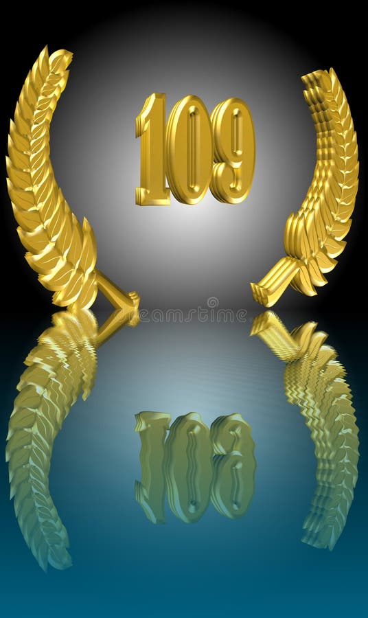 Number 109 with Laurel Wreath or Honor Wreath As a 3D-illustration, 3D ...