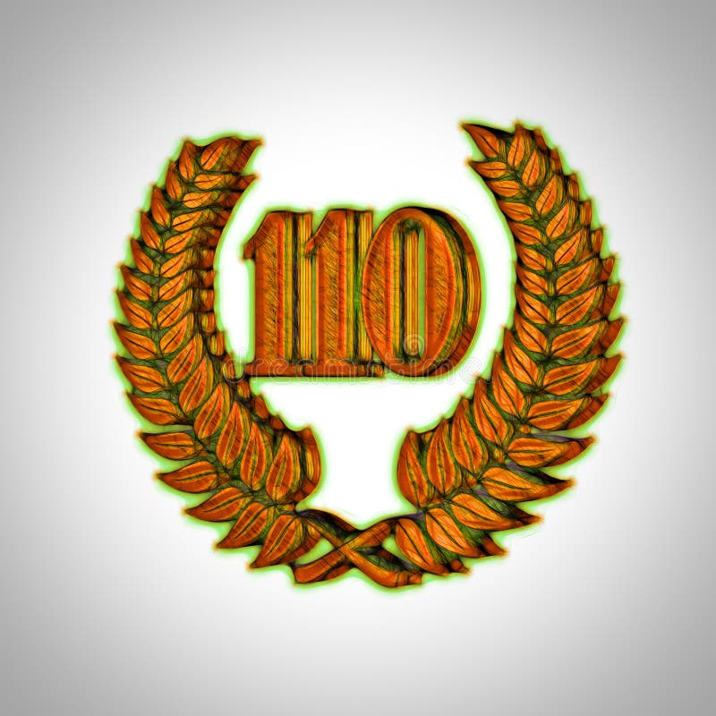 Number 110 with Laurel Wreath or Honor Wreath As a 3D-illustration, 3D ...