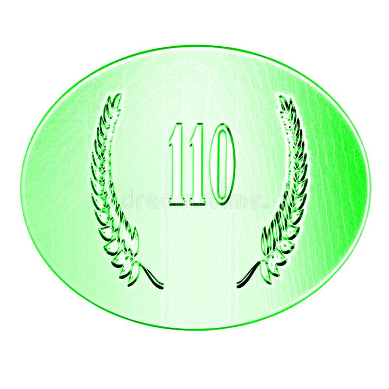 Number 110 with Laurel Wreath or Honor Wreath As a 3D-illustration, 3D ...