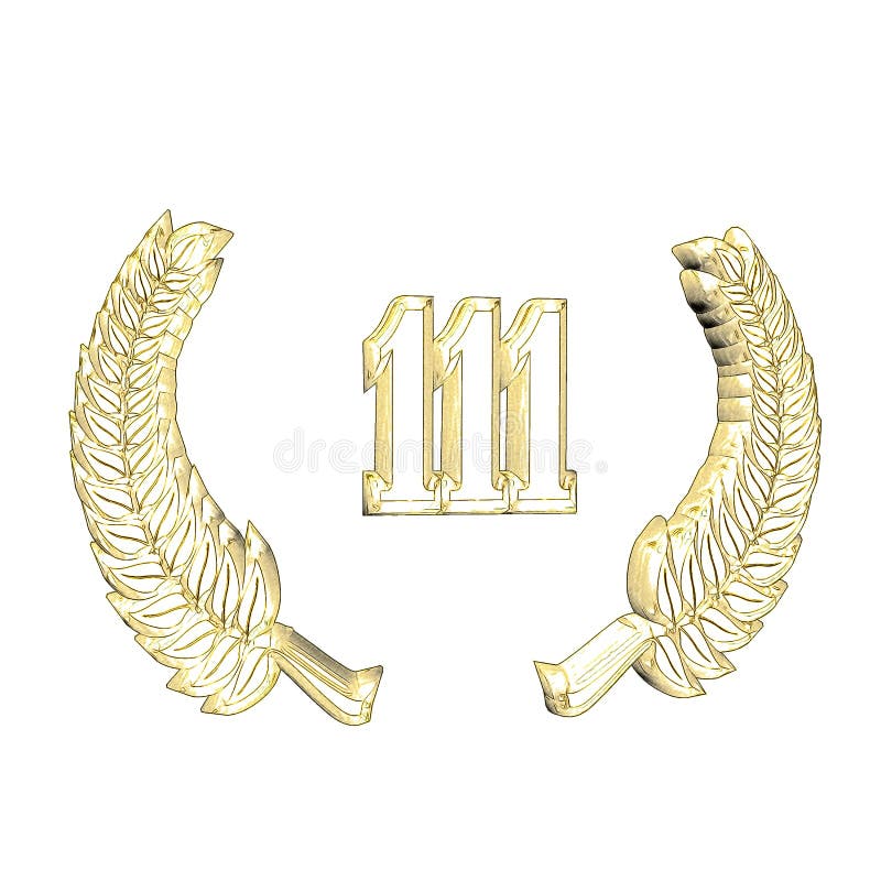 Number 111 with Laurel Wreath or Honor Wreath As a 3D-illustration, 3D ...