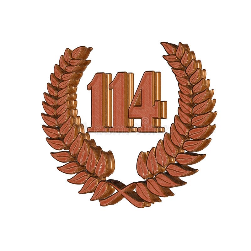 Number 114 with Laurel Wreath or Honor Wreath As a 3D-illustration, 3D ...