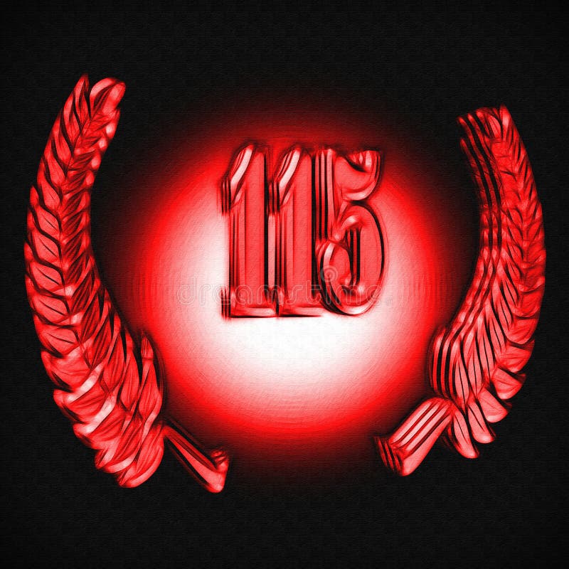 Number 115 with Laurel Wreath or Honor Wreath As a 3D-illustration, 3D ...