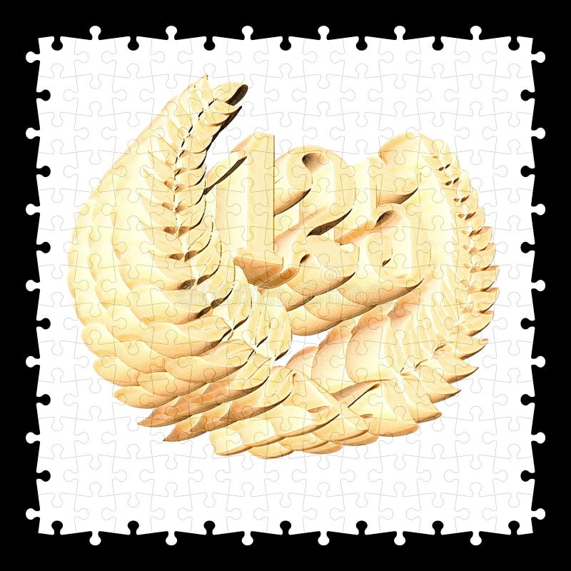 Number 125 with Laurel Wreath or Honor Wreath As a 3D-illustration, 3D ...