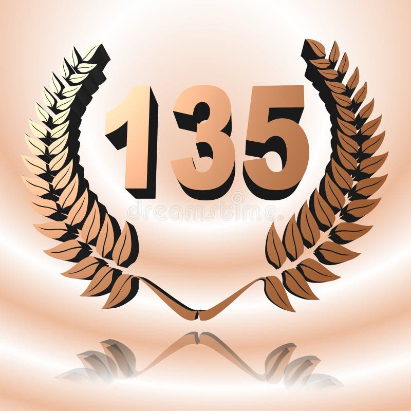 Number 135 with Laurel Wreath or Honor Wreath As a 3D-illustration, 3D ...