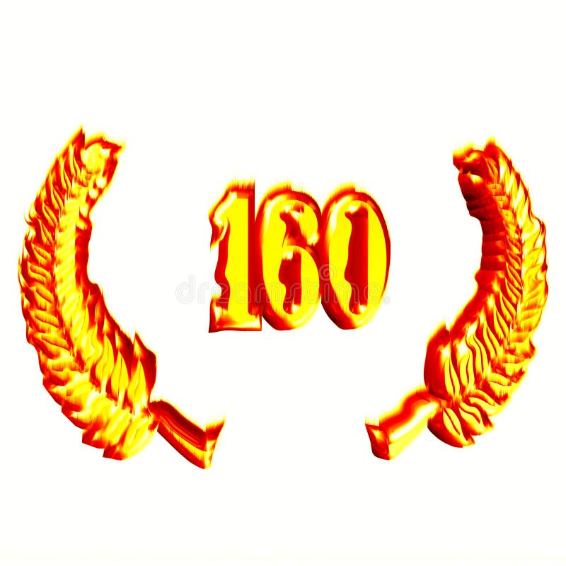 Number 160 with Laurel Wreath or Honor Wreath As a 3D-illustration, 3D ...