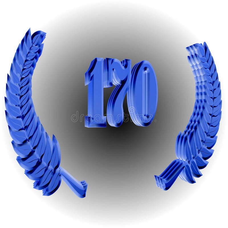 Number 170 with Laurel Wreath or Honor Wreath As a 3D-illustration, 3D ...