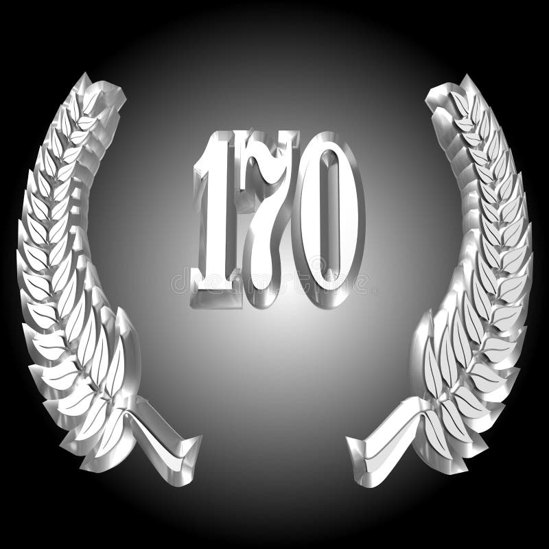 Number 170 with Laurel Wreath or Honor Wreath As a 3D-illustration, 3D ...