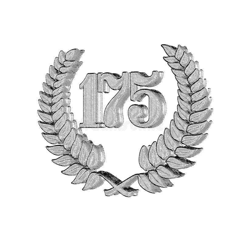 Number 175 with Laurel Wreath or Honor Wreath As a 3D-illustration, 3D ...