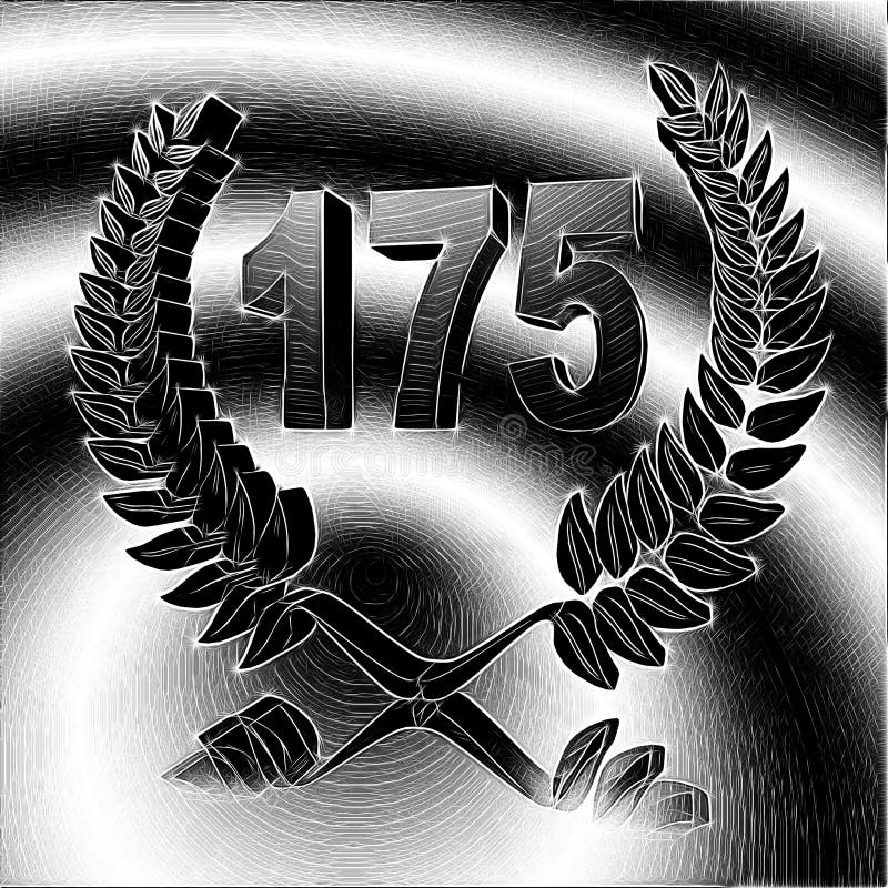 Number 175 with Laurel Wreath or Honor Wreath As a 3D-illustration, 3D ...