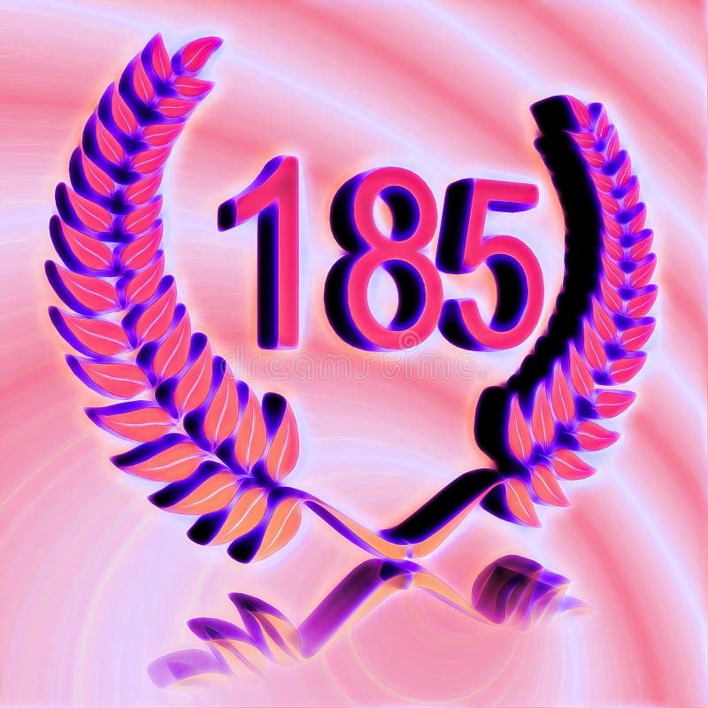 Number 185 with Laurel Wreath or Honor Wreath As a 3D-illustration, 3D ...