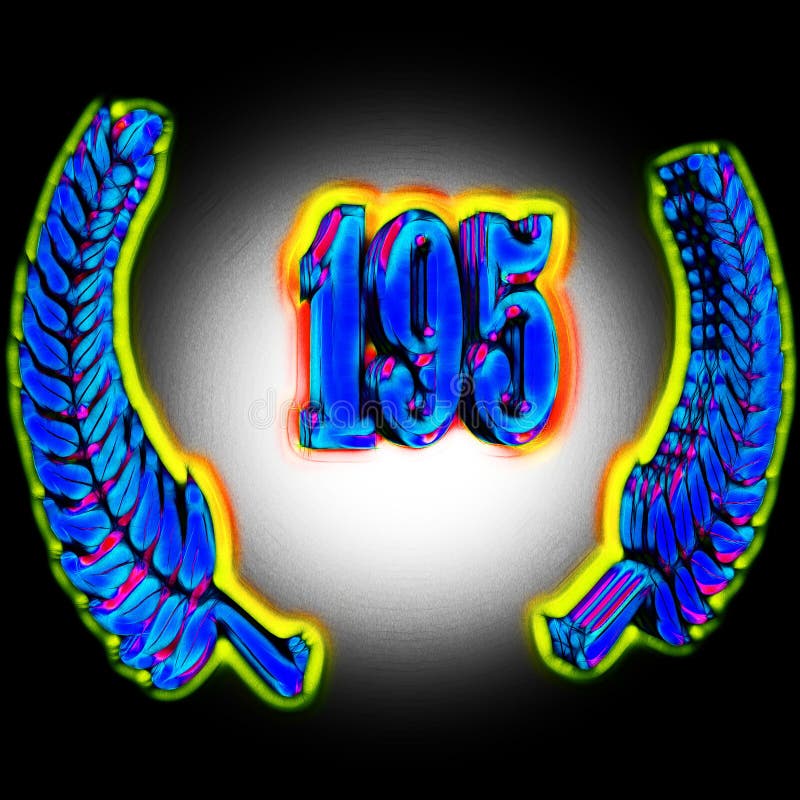 Number 195 with Laurel Wreath or Honor Wreath As a 3D-illustration, 3D ...