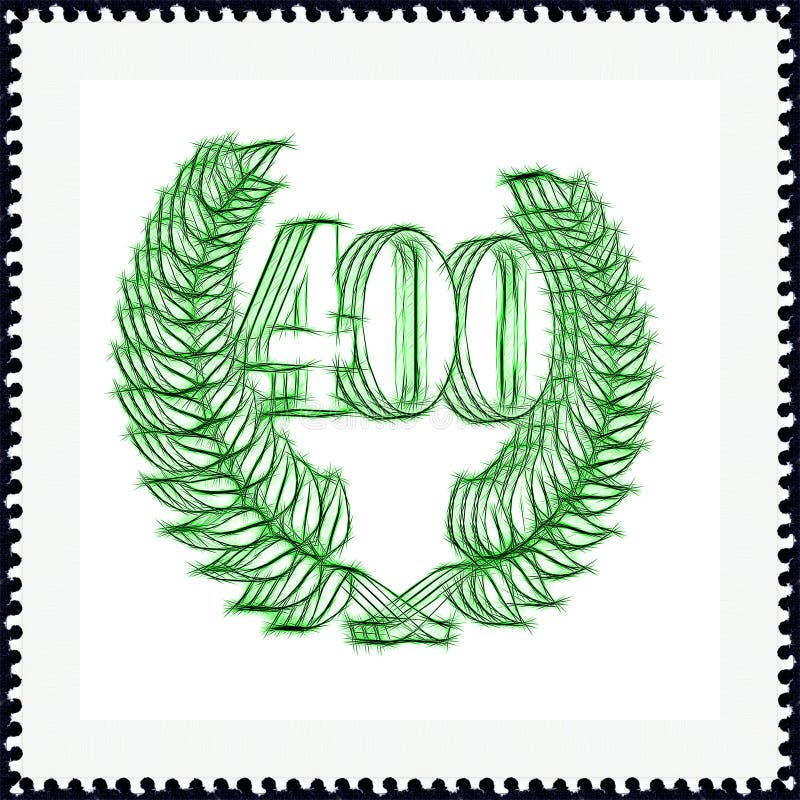 Number 400 with Laurel Wreath or Honor Wreath As a 3D-illustration, 3D ...