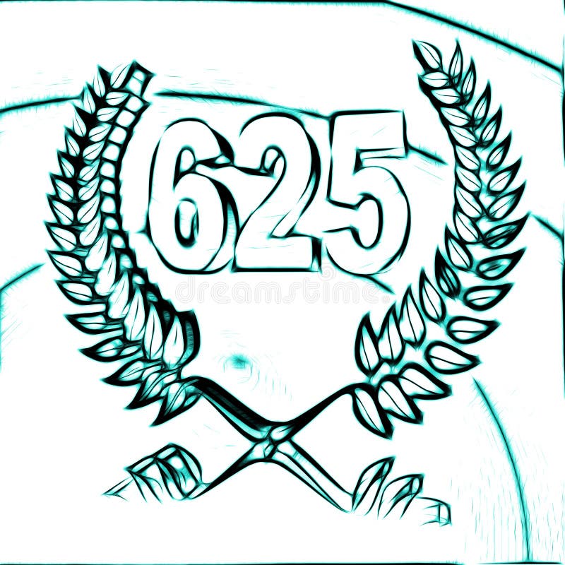 Number 625 with Laurel Wreath or Honor Wreath As a 3D-illustration, 3D ...