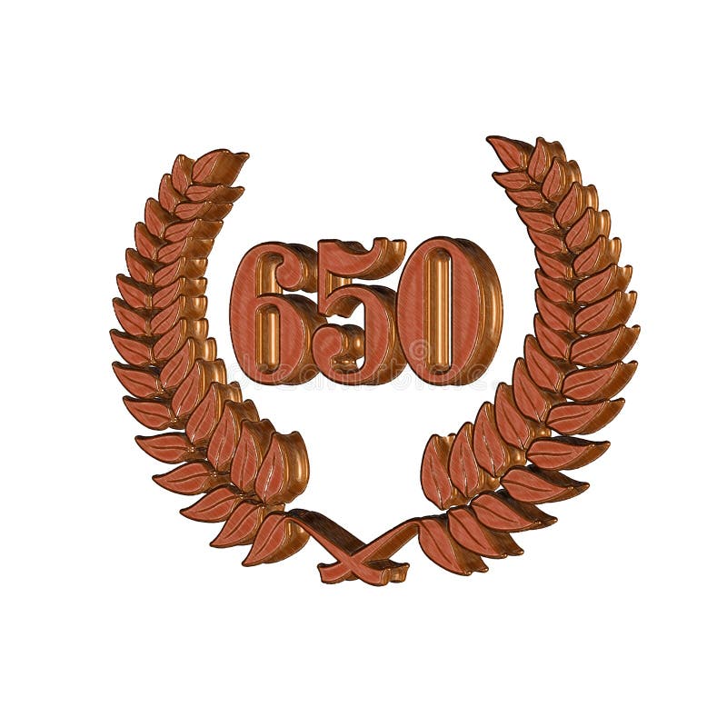 Number 650 with Laurel Wreath or Honor Wreath As a 3D-illustration, 3D ...