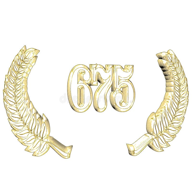 Number 675 with Laurel Wreath or Honor Wreath As a 3D-illustration, 3D ...