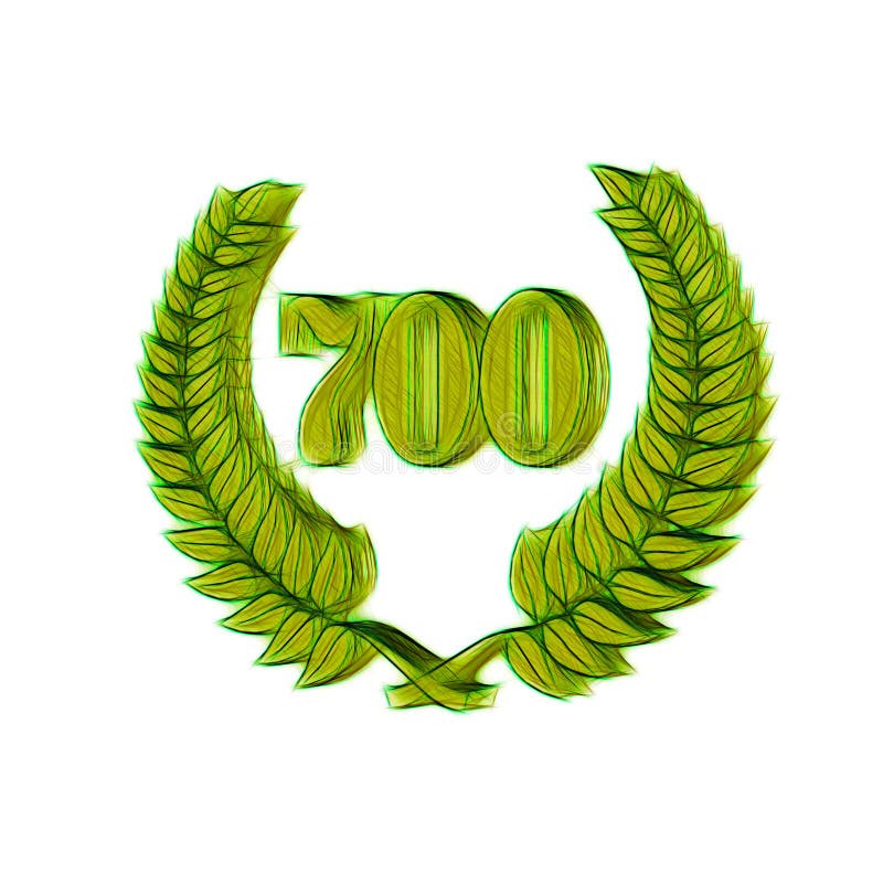 Number 700 with Laurel Wreath or Honor Wreath As a 3D-illustration, 3D ...